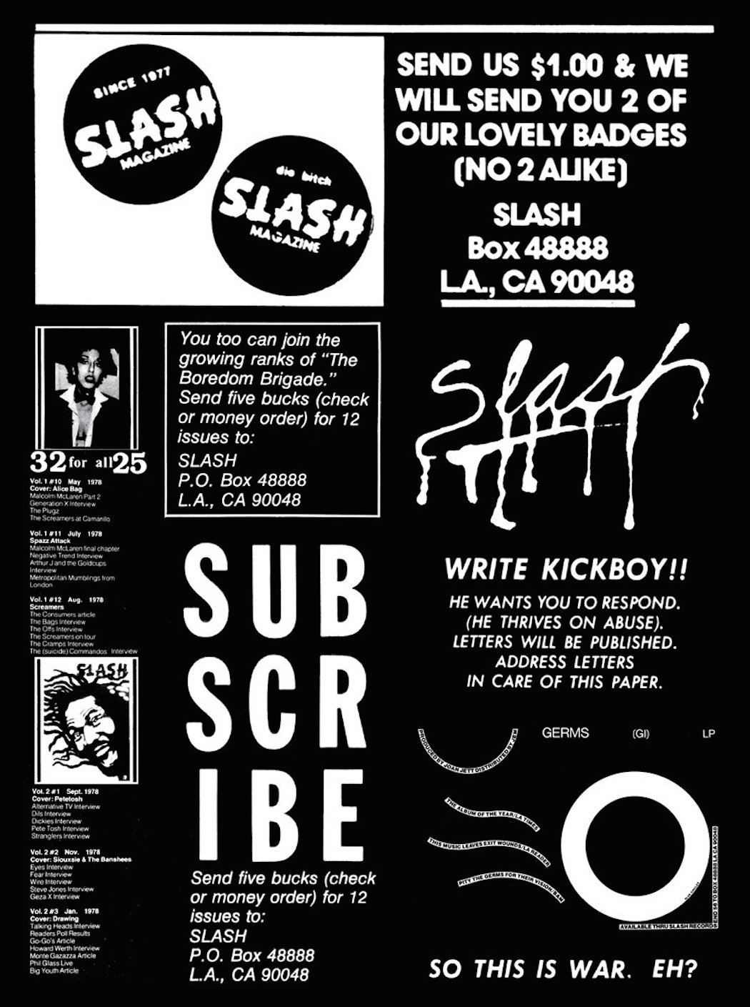 Slash: A Punk Magazine From Los Angeles 1977-80 - Book Reviews - Stomp ...